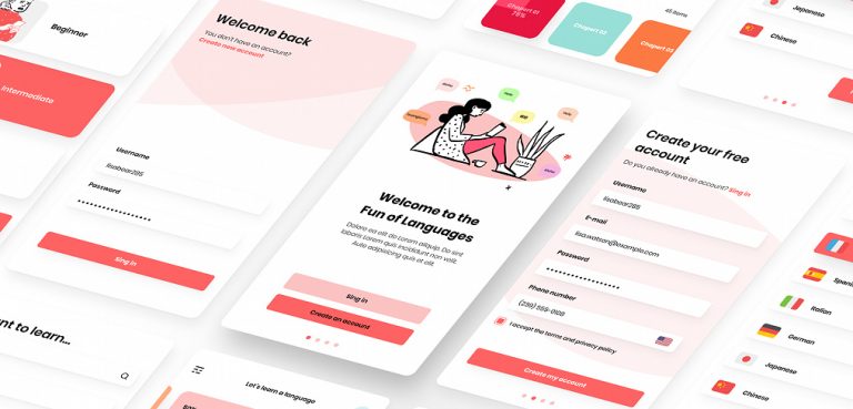 Language learning Figma app template - UX Crush